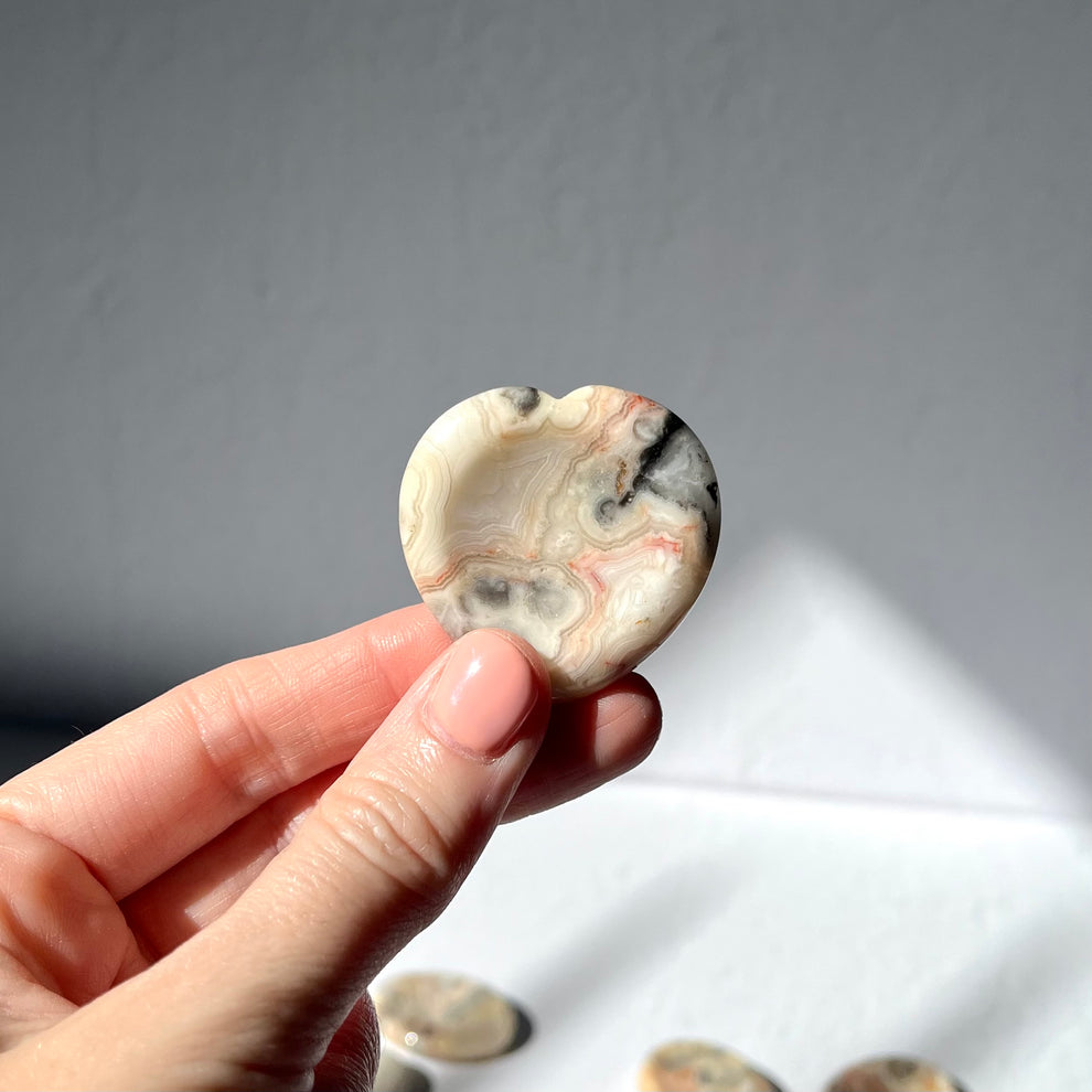 Worry Stone (heart shape) - Crazy Lace Agate – House of Wellington